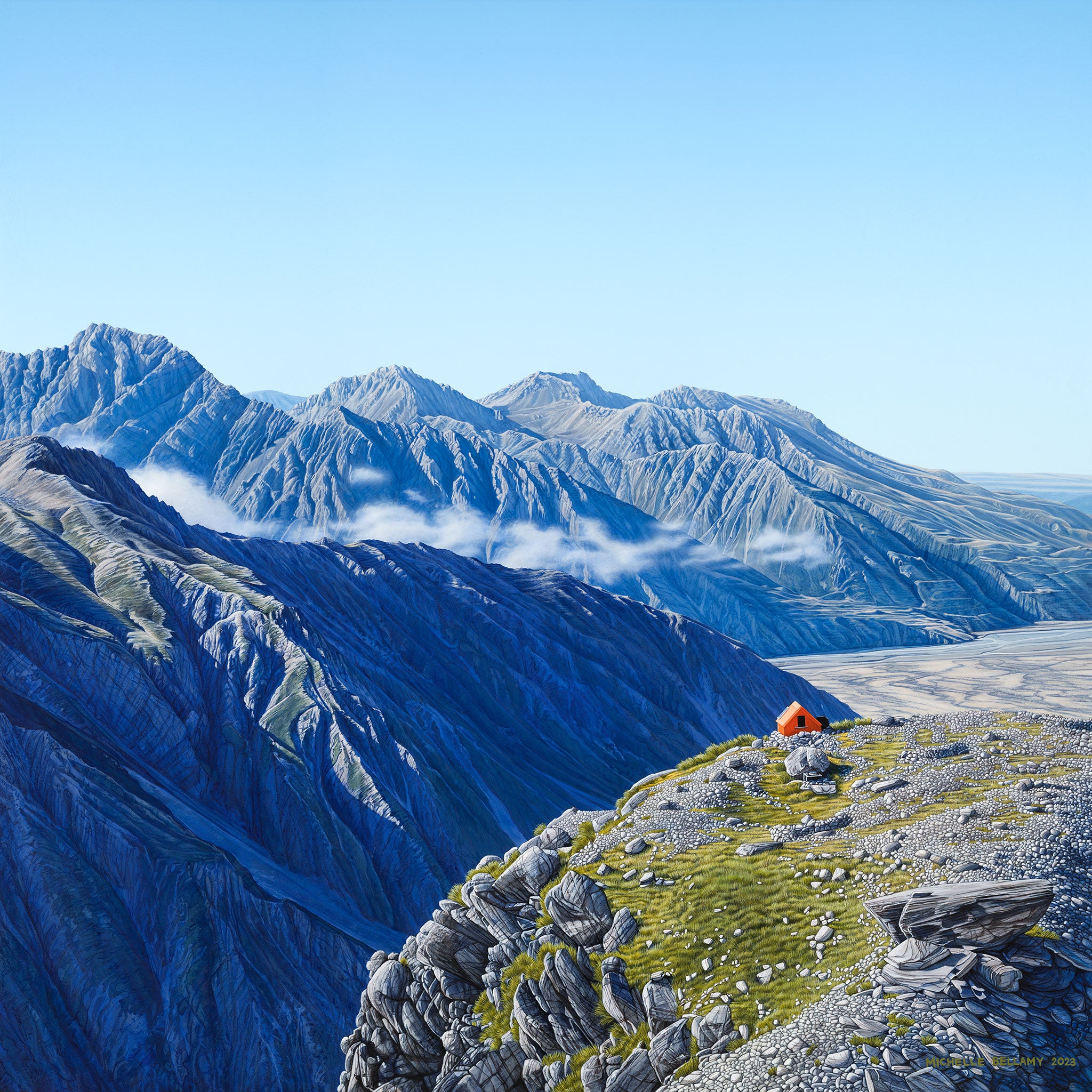 Sefton Bivvy perched above the Hooker Valley - Bellamy Gallery