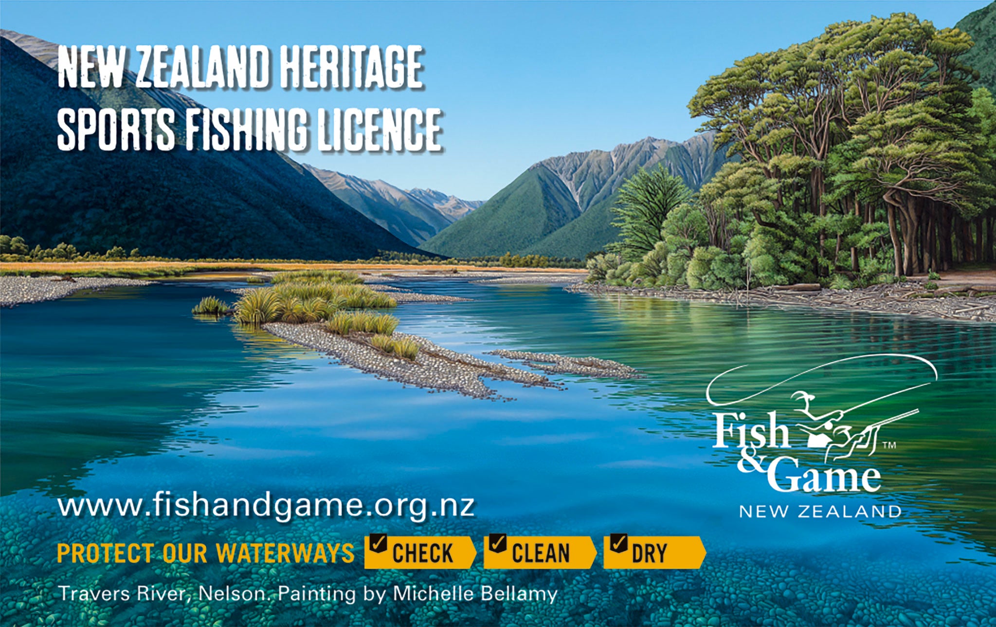 Travers River Painting | Head of Lake Rotoiti - Fish & Game - Bellamy ...