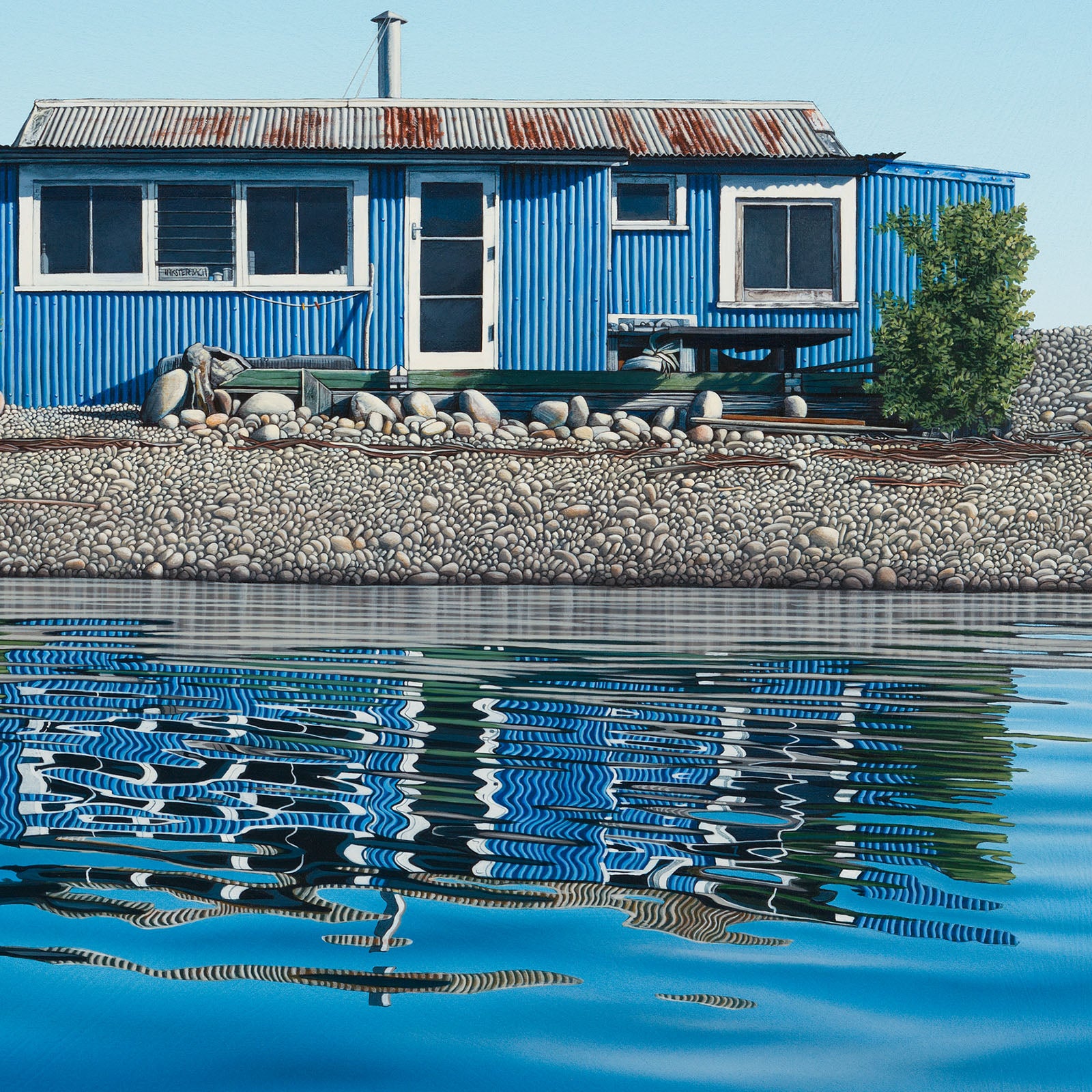 Coastal New Zealand Painting -Blue Bach at the Boulder Bank, Nelson ...